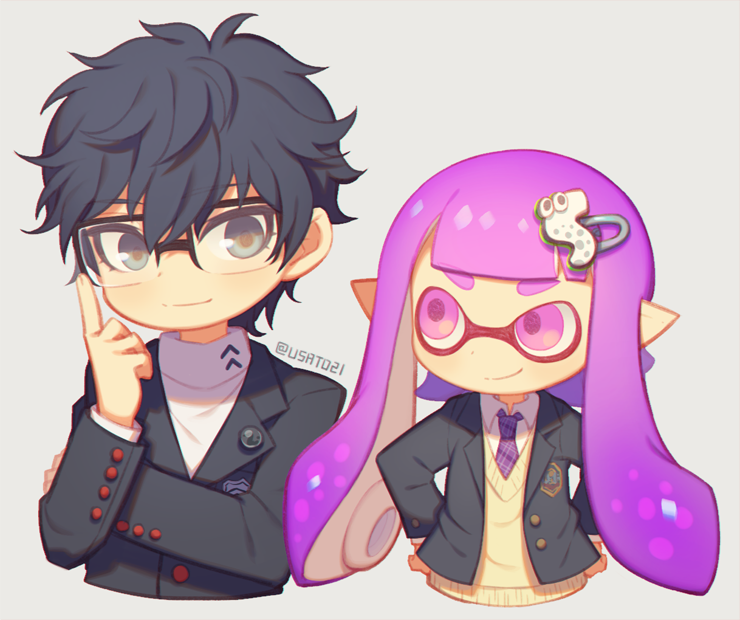 Safebooru - 1girl amamiya ren atlus bangs chibi glasses human inkling ...