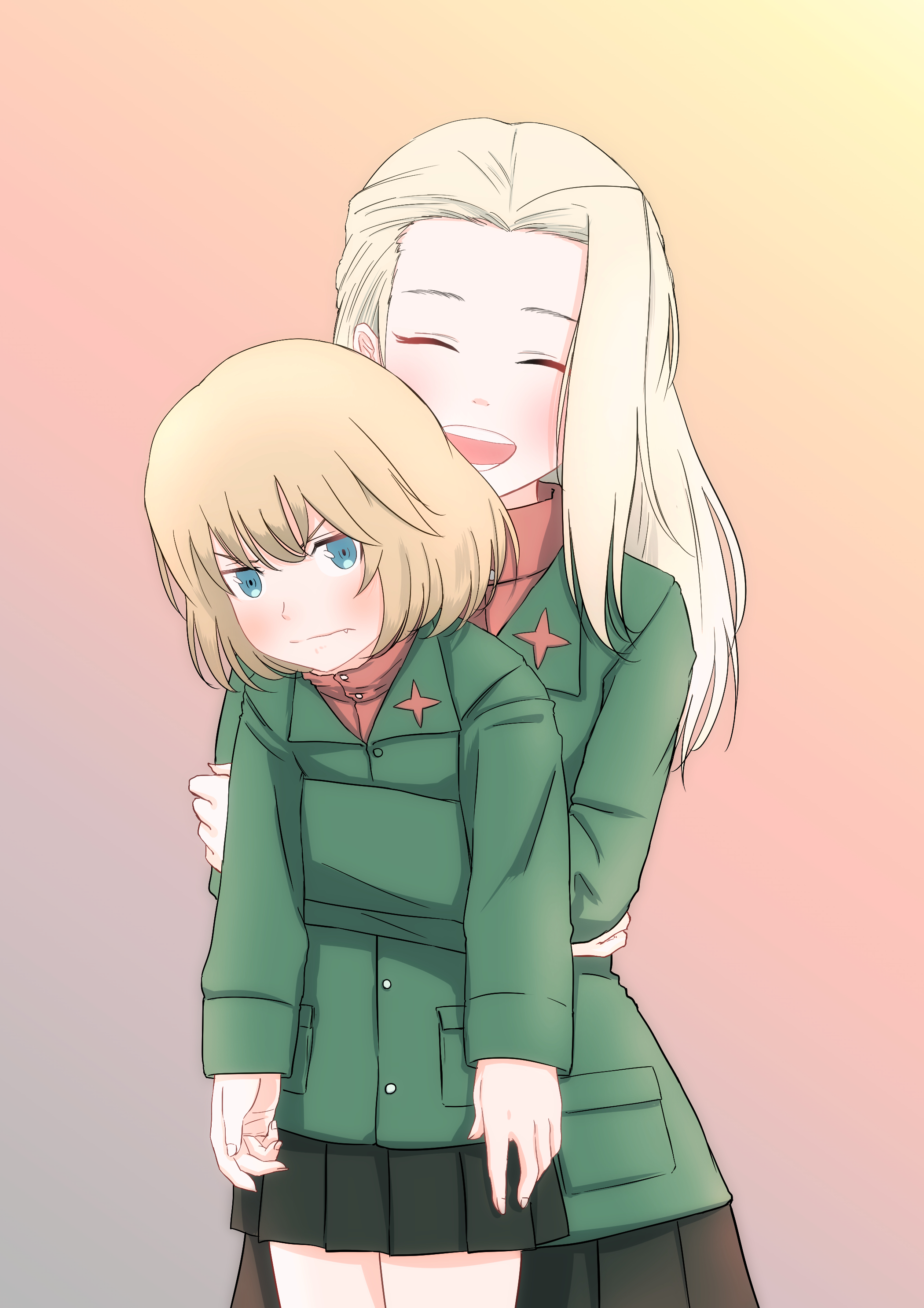 Safebooru - 2girls absurdres blonde hair blue eyes blush carrying clara ...
