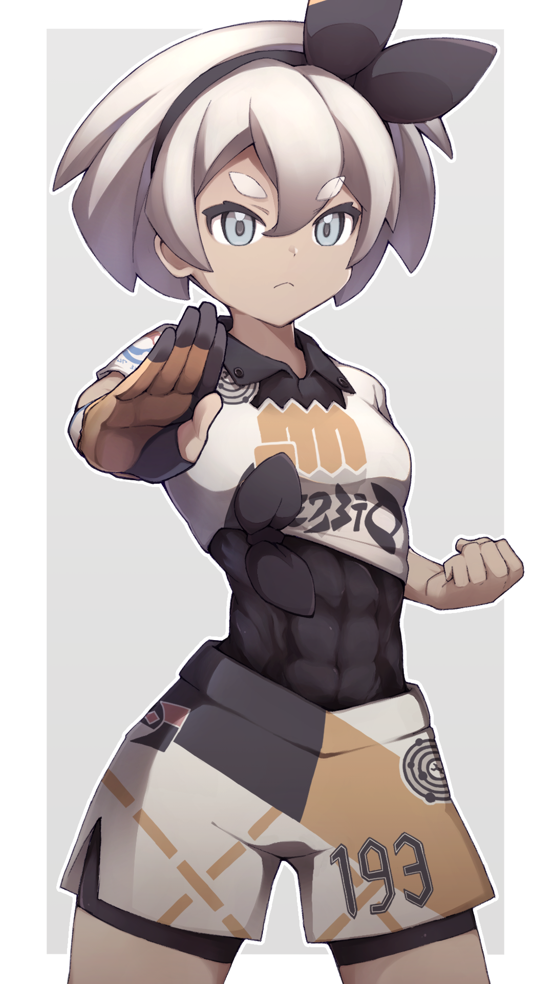 Safebooru 1girl Abs Alenka Blue Eyes Bodysuit Under Clothes Clenched 7434