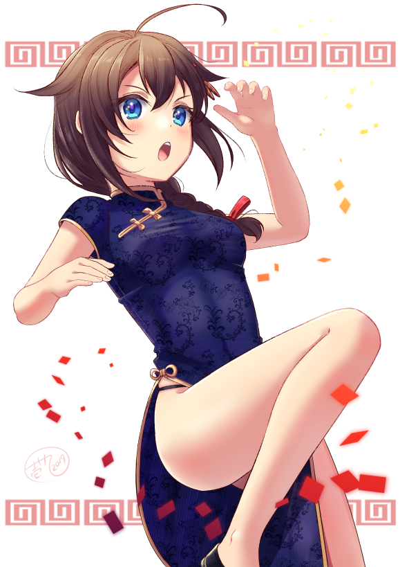 Safebooru - 1girl ahoge alternate costume bangs blue eyes blush bow breasts brown hair china ...