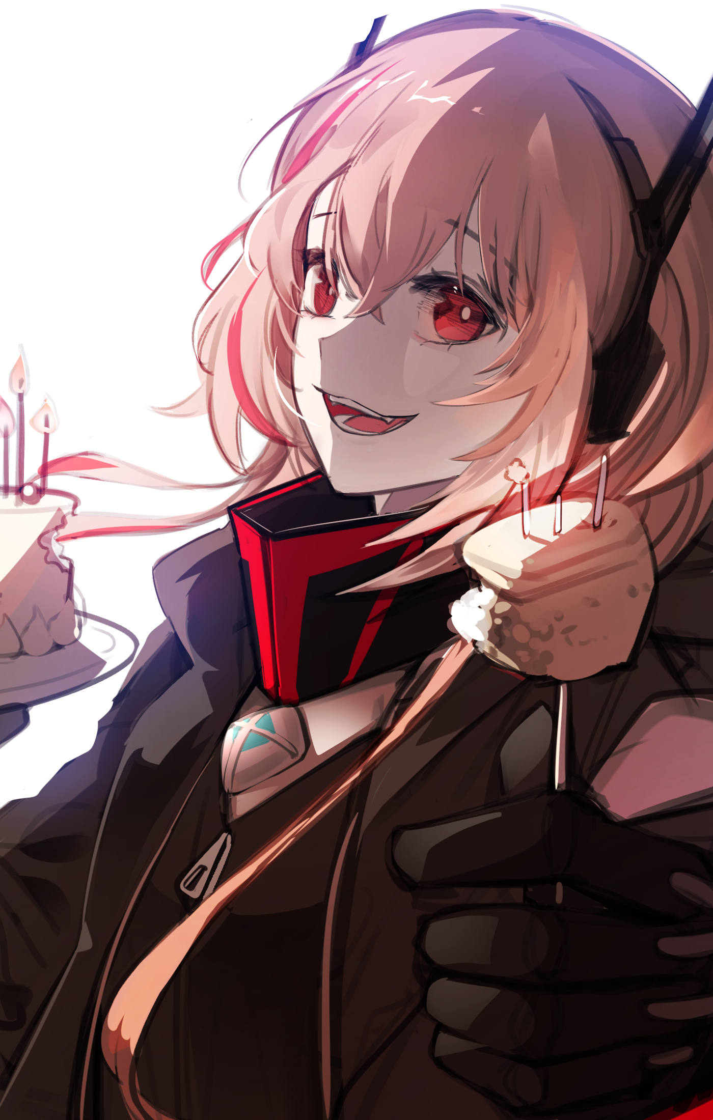 Safebooru - 1girl :d bangs black gloves black jacket black shirt blonde ...