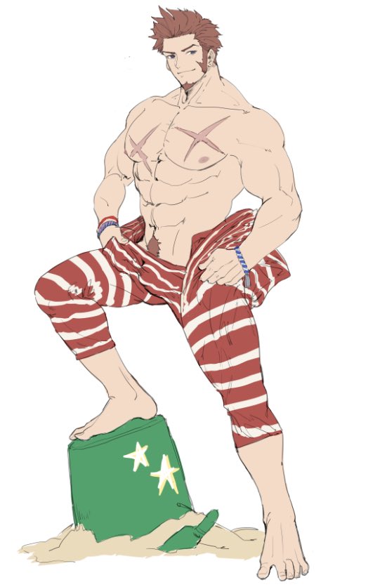 Safebooru - 1boy abs bara beard blue eyes brown hair chest facial hair fate/grand order fate ...