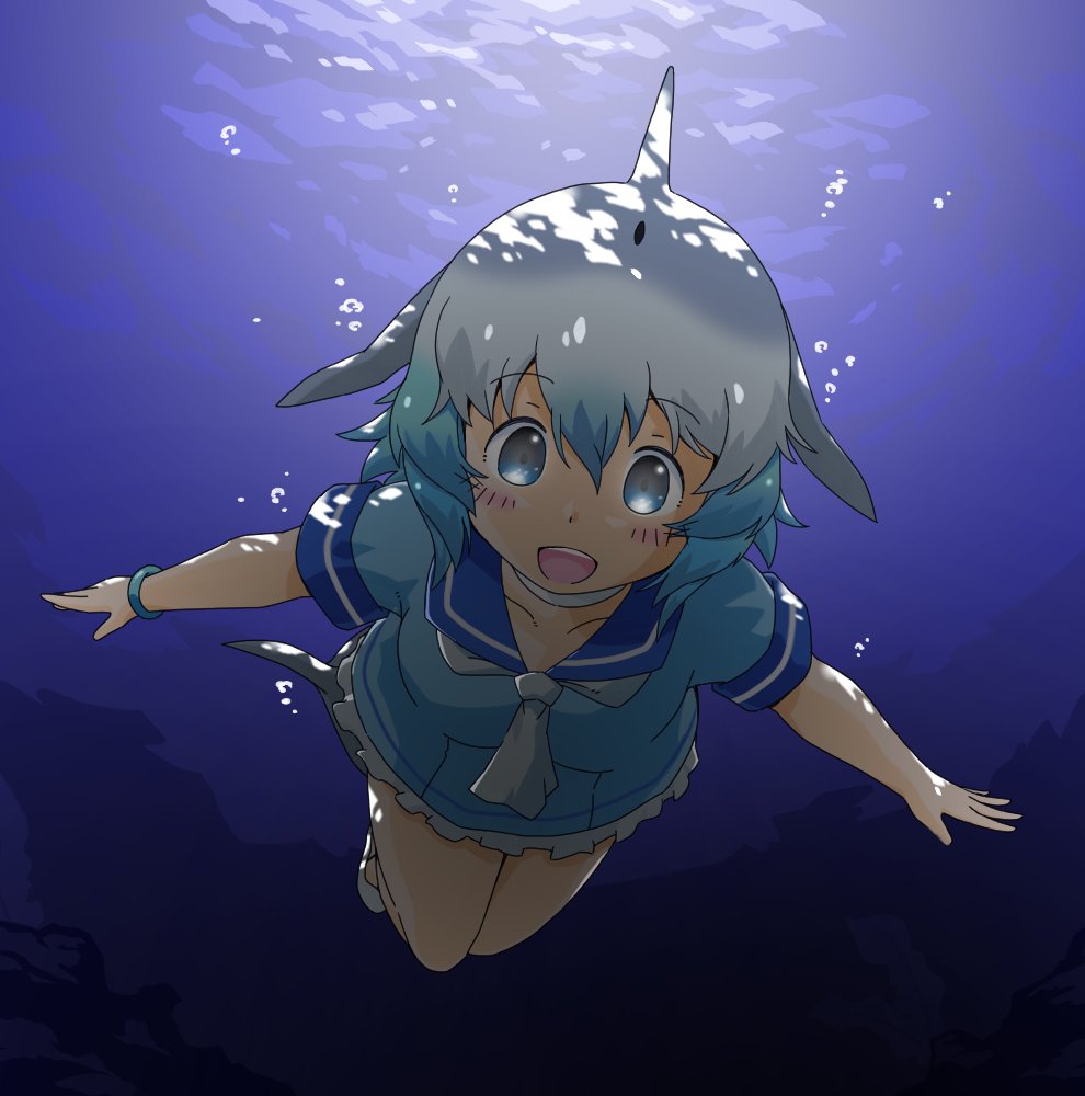 Safebooru - 1girl blowhole blue hair blue neckwear bracelet commentary ...