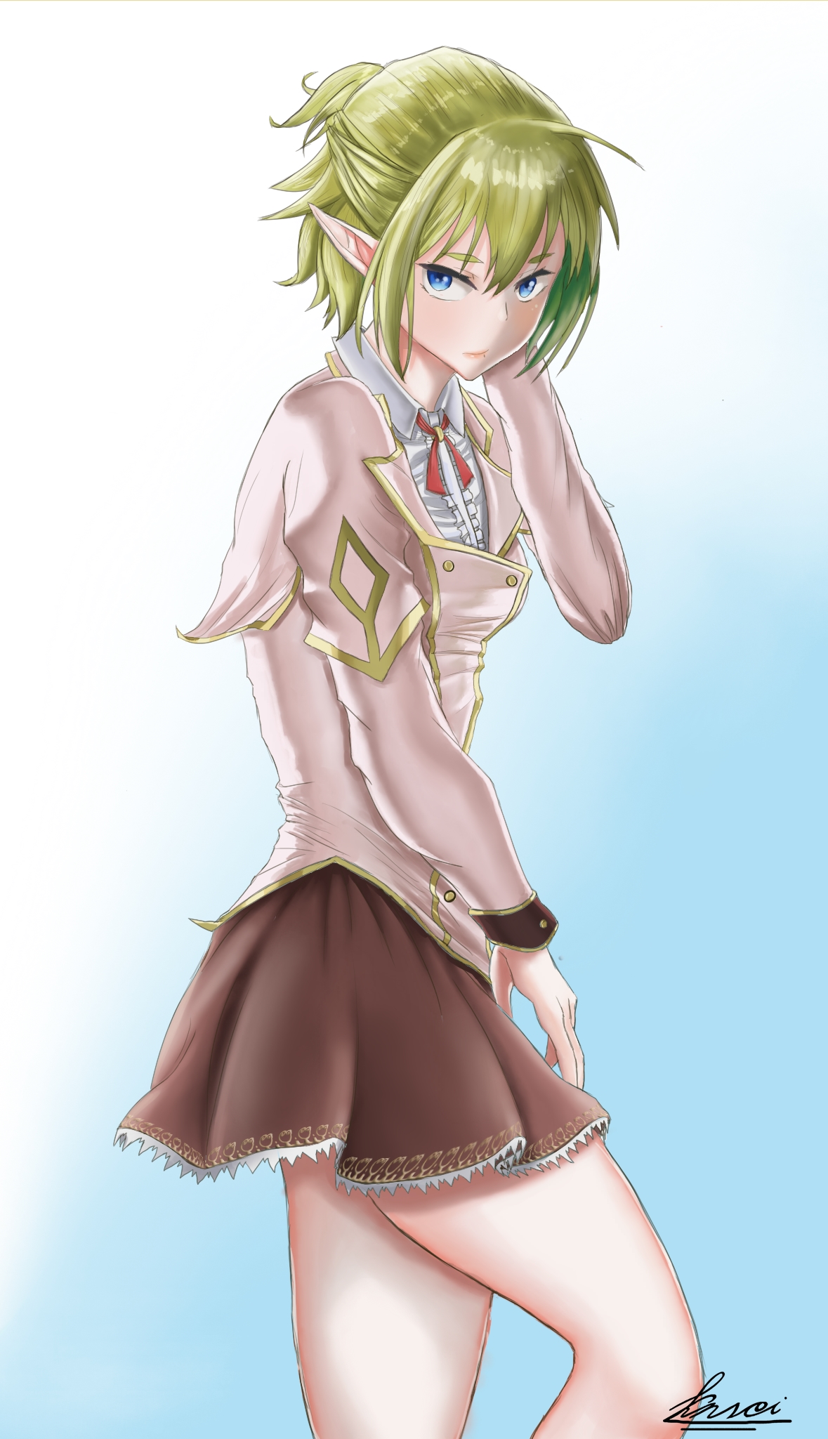 Safebooru - 1girl alternate costume blue eyes breasts closed mouth dungeon ni deai wo motomeru ...