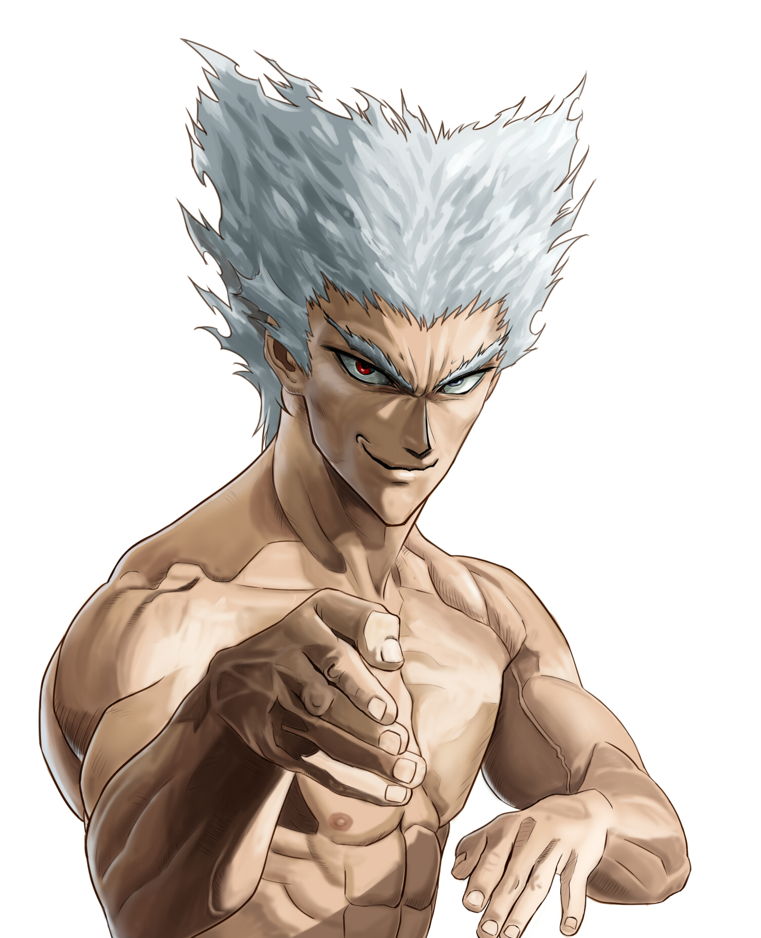 Safebooru - 1boy closed mouth collarbone garou (one-punch man) grey ...