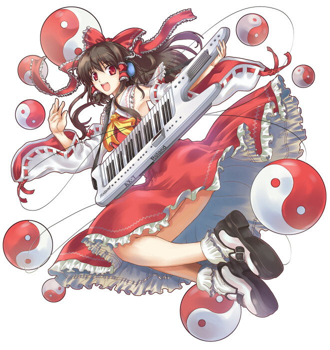 Safebooru - bow detached sleeves hair ribbon hair ribbons hakurei reimu ...