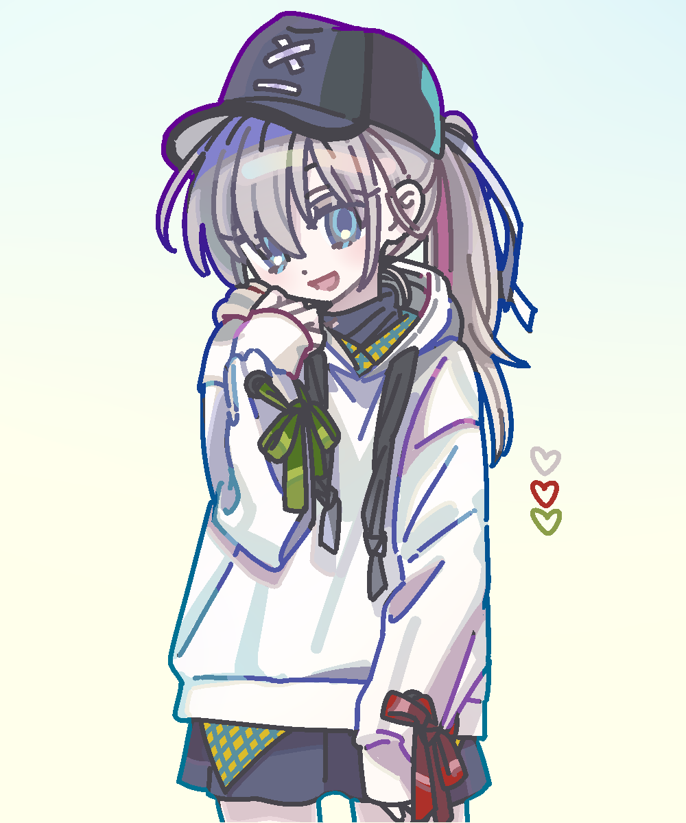 Safebooru - 1girl :d adapted costume baseball cap blue eyes blue headwear bow de17a drawstring ...
