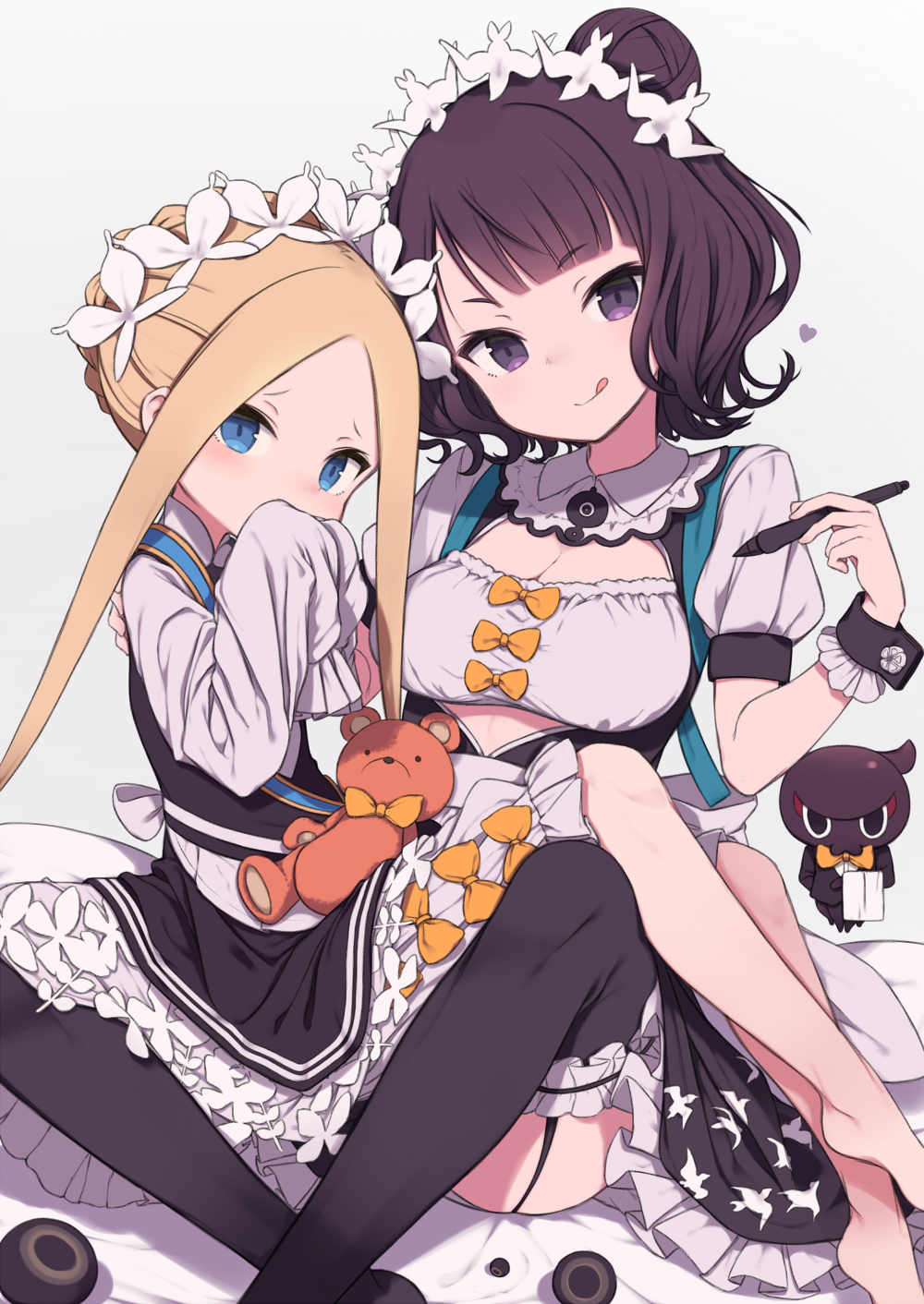 Safebooru - 2girls abigail williams (fate/grand order) alternate costume apron bangs black ...