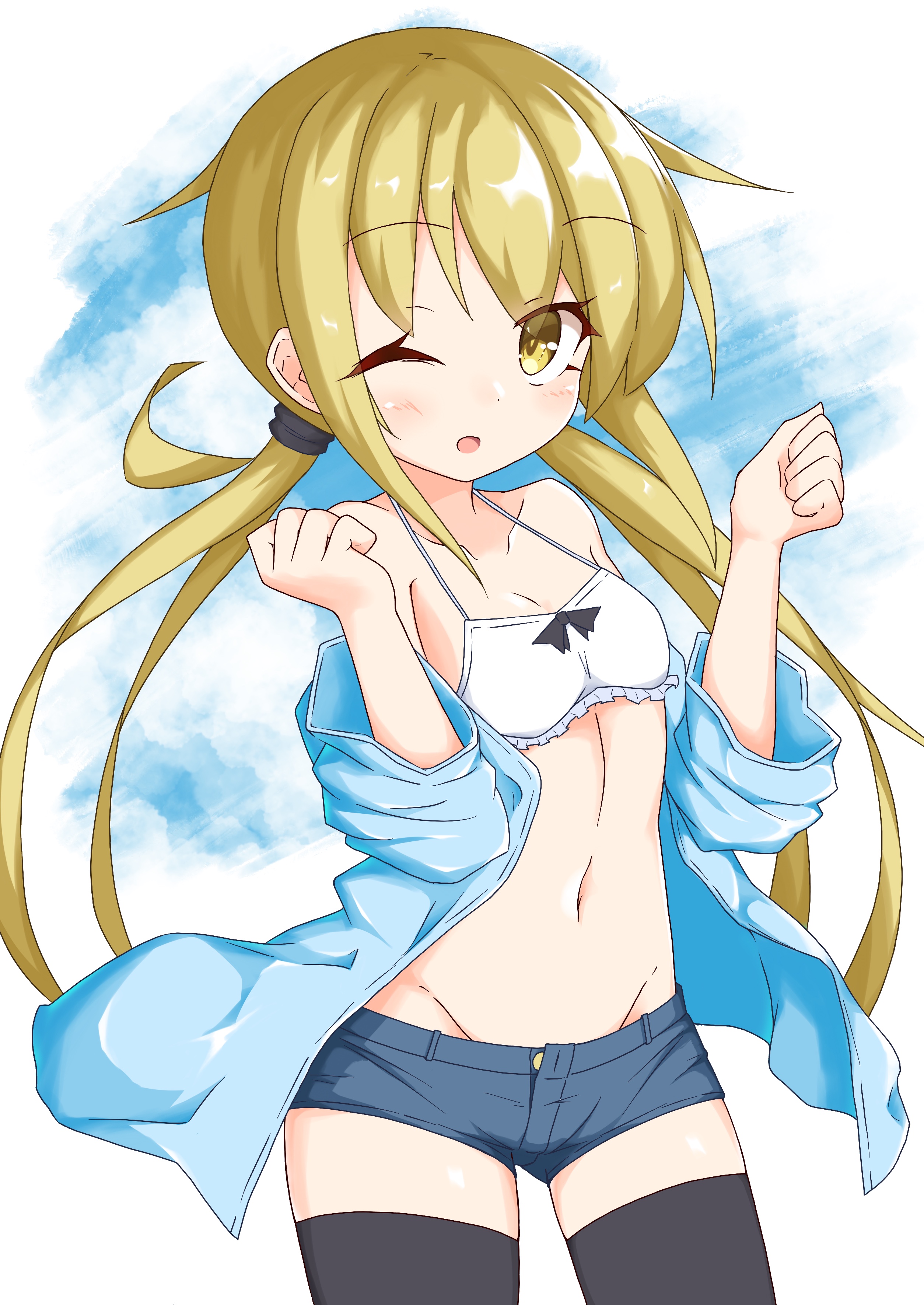 Safebooru - 1girl ;d absurdres ass visible through thighs bangs bare shoulders bikini bikini top ...
