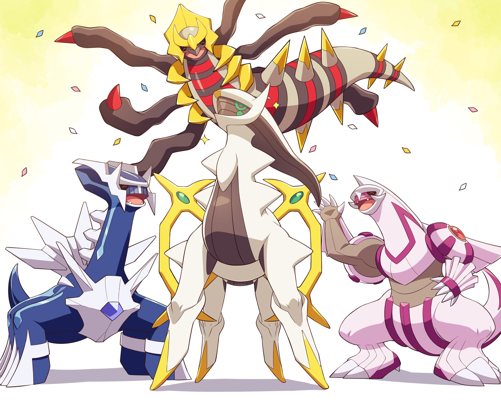 Safebooru - arceus claws closed eyes commentary request confetti dialga ...