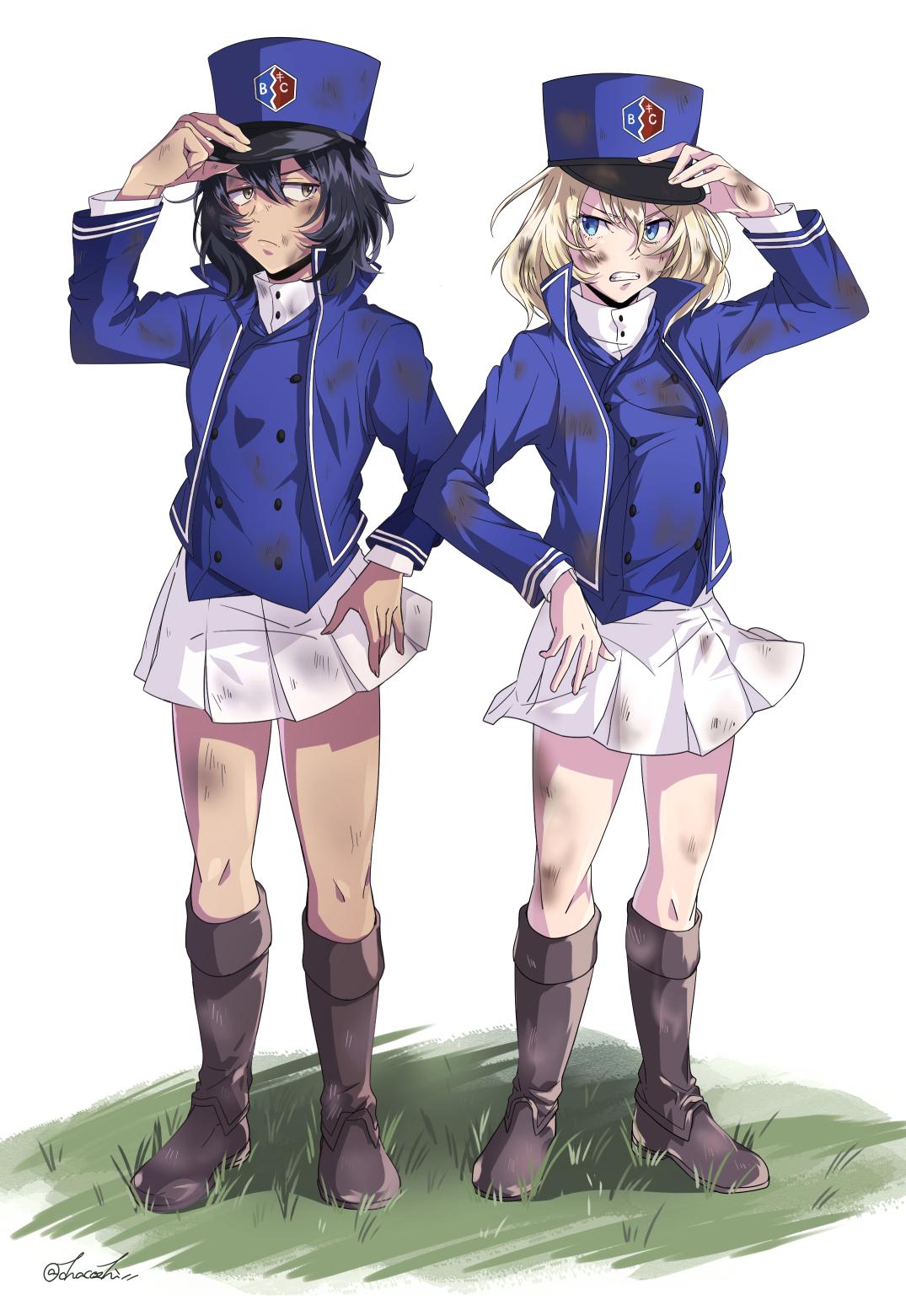 Safebooru - 2girls andou (girls und panzer) angry bangs bc freedom ...