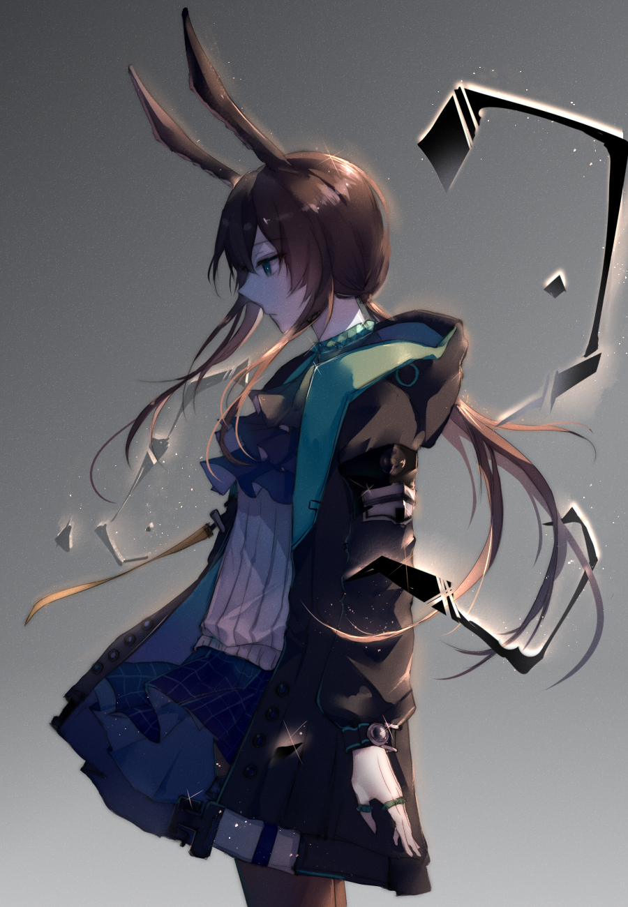 Safebooru - 1girl amiya (arknights) animal ears arknights bangs black jacket blue eyes blue ...