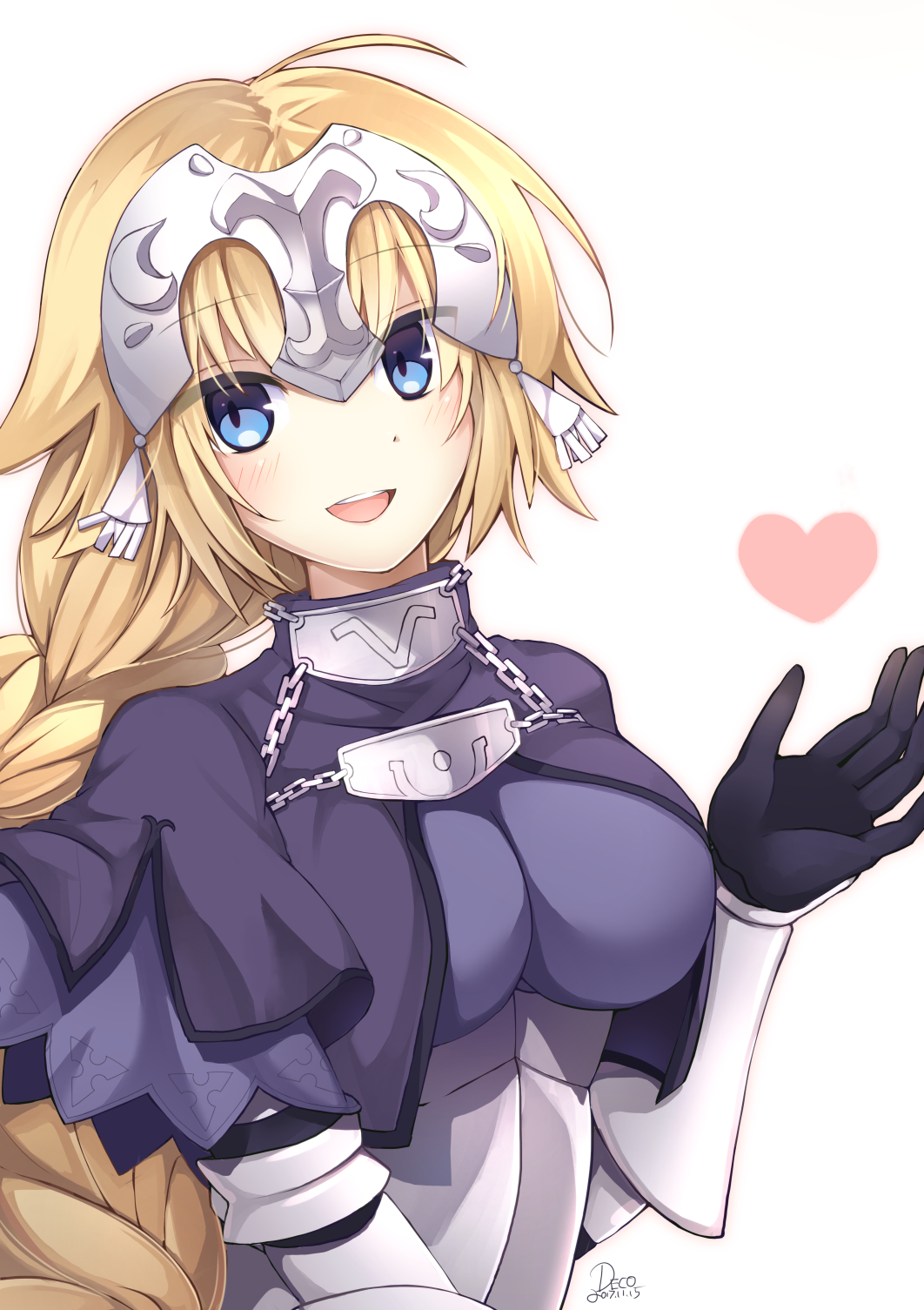 Safebooru - 1girl 2017 :d ahoge armor artist name bangs black gloves blonde hair blue eyes braid ...