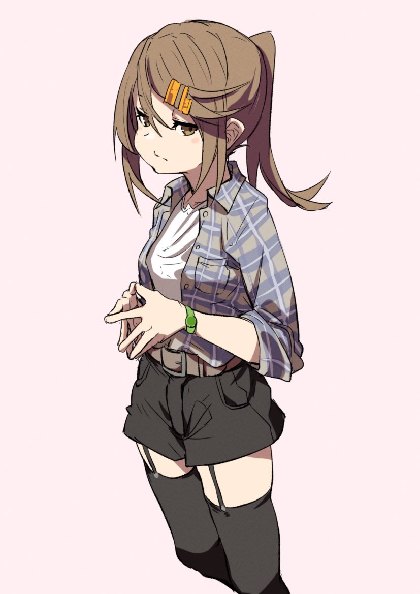 Safebooru - 1girl black footwear black legwear brown eyes brown hair fu ...