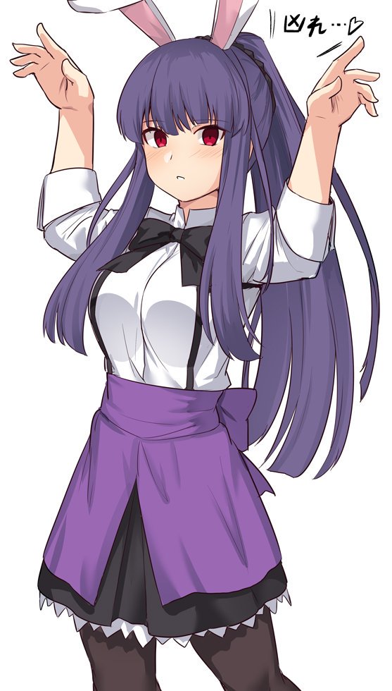 Safebooru - 1girl animal ears arms up black bow black legwear black skirt blush bow breasts ...