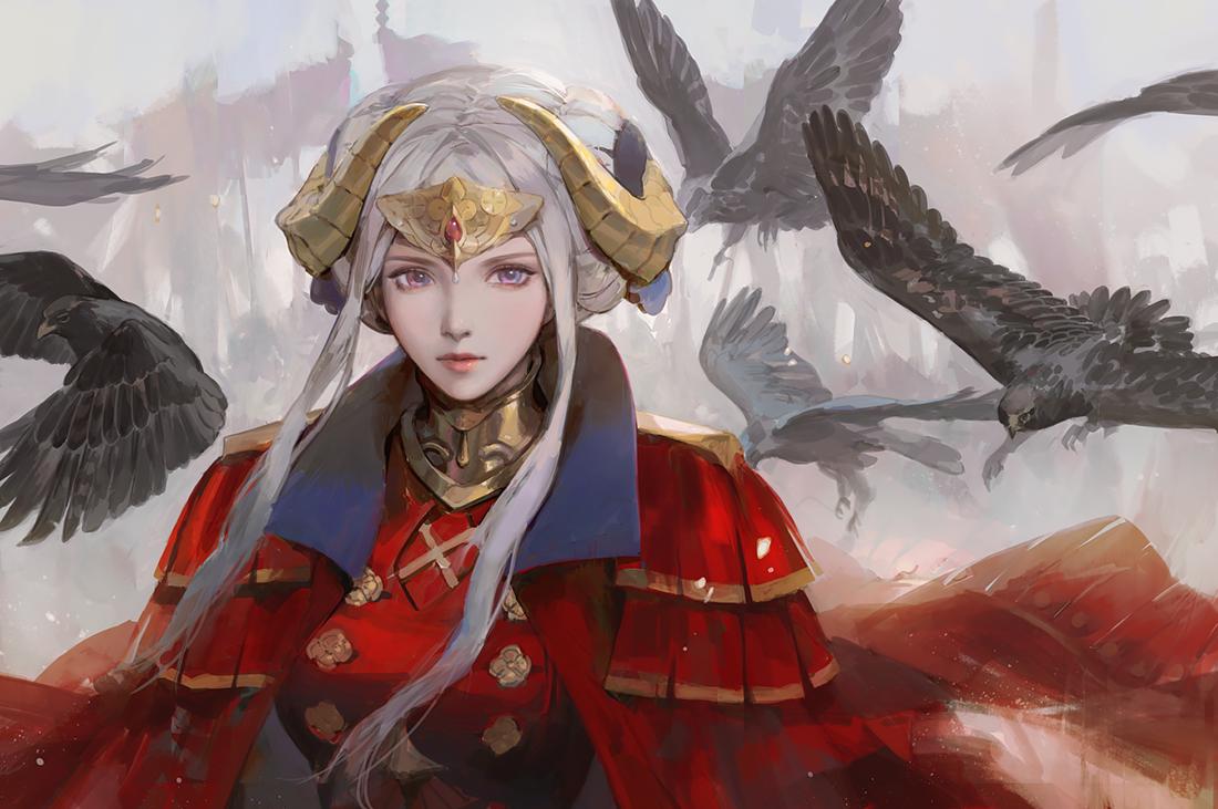 Safebooru - 1girl bird blonde hair blue eyes cape crown eagle edelgard ...