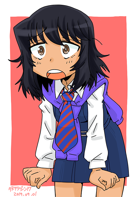 Safebooru - 1girl andou (girls und panzer) artist name bangs bc freedom school uniform black ...