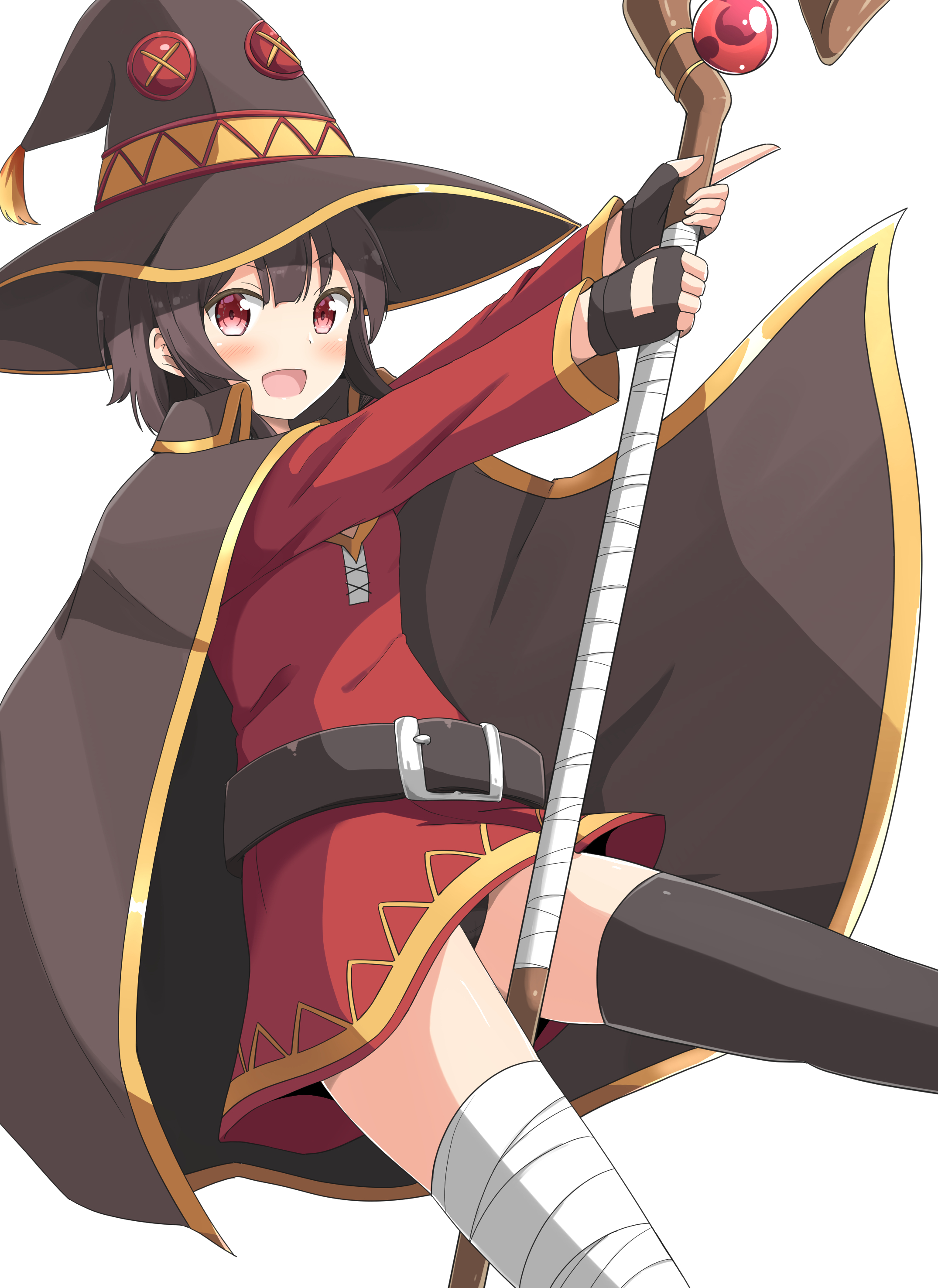 Safebooru - 1girl absurdres aikawa ryou bandaged leg bandages belt black belt black gloves black ...