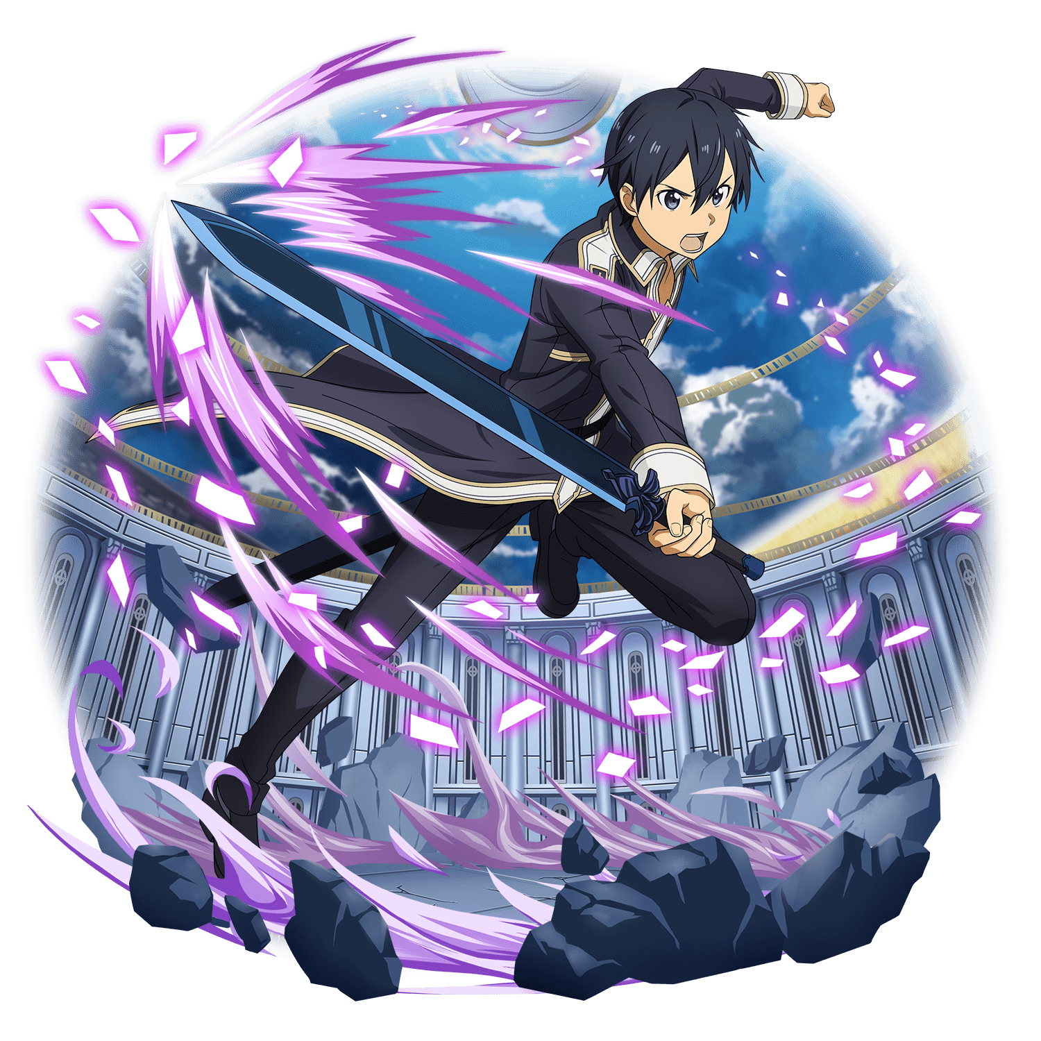 Safebooru - 1boy black coat black eyes black footwear black hair black ...