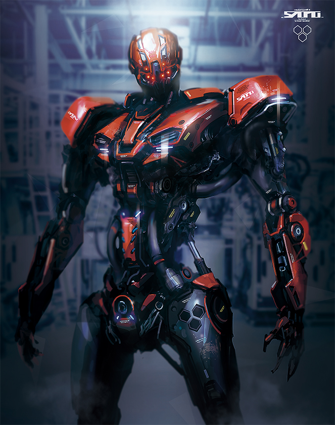 Safebooru - android commentary cyborg energy gun esuthio exoskeleton ...