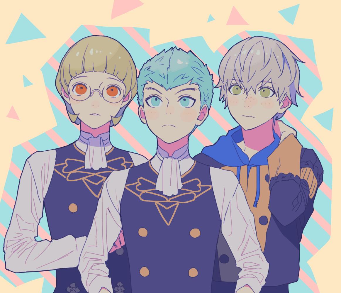 Safebooru - 3boys ashe duran blonde hair blue eyes blue hair blush caspar von bergliez fire ...
