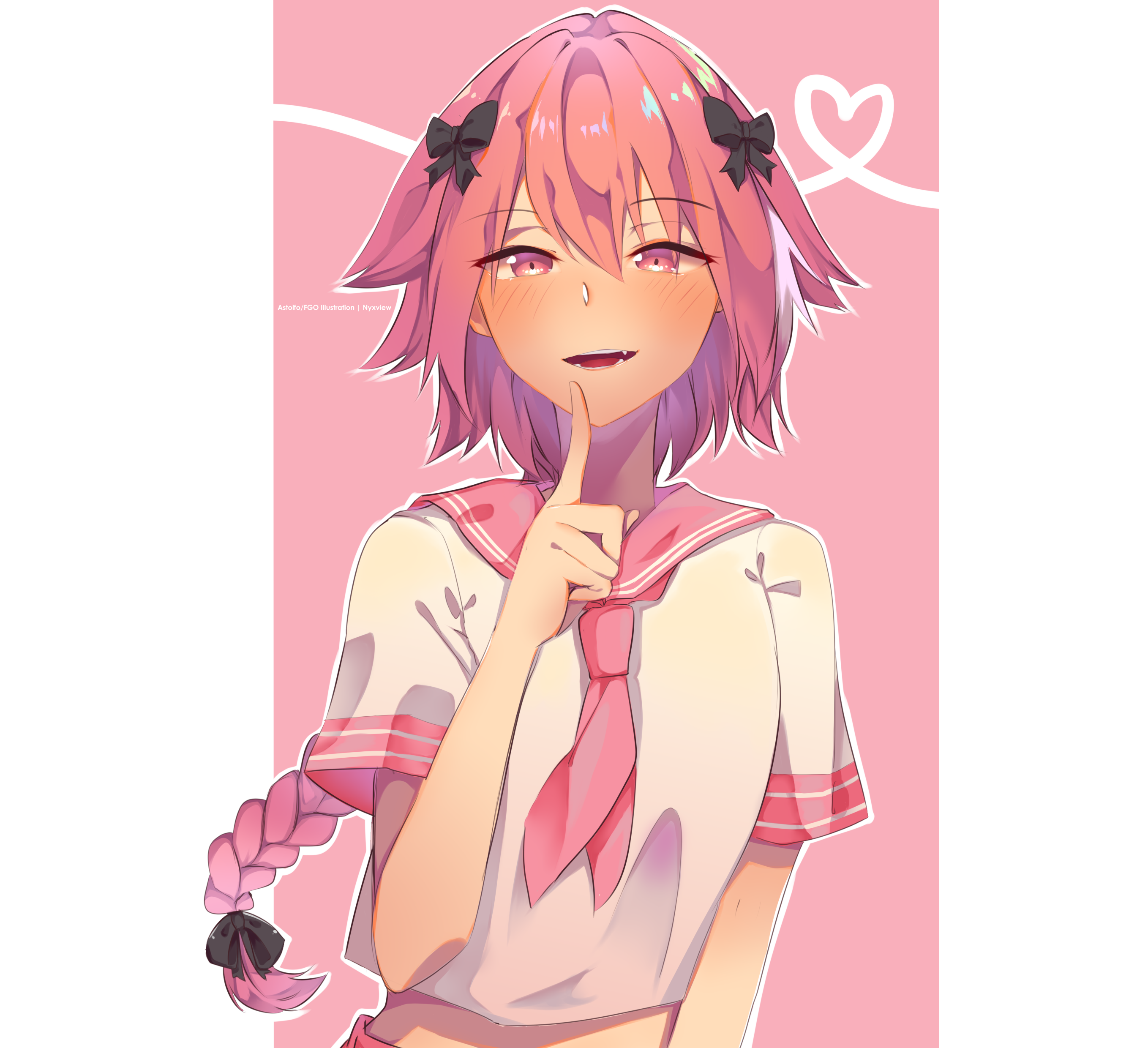 Safebooru - 1boy absurdres astolfo (fate) black bow bow braid fang fate ...
