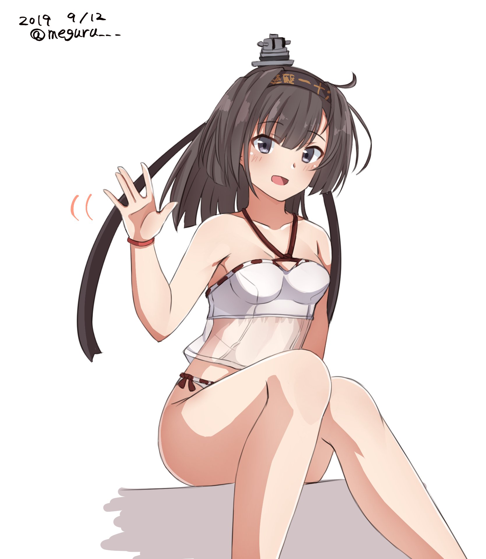 Safebooru - 1girl ahoge akizuki (kantai collection) bikini black hair breasts commentary request ...