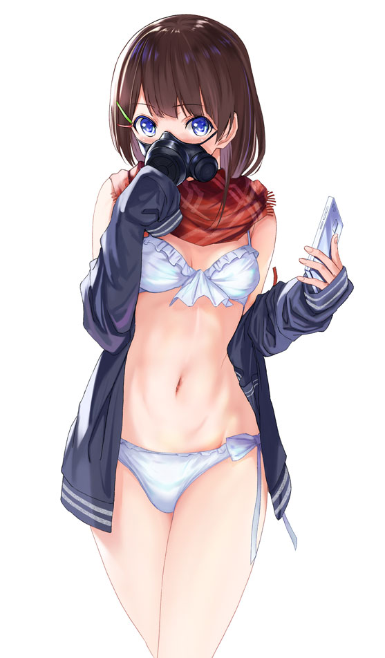 Safebooru - 1girl bangs bare shoulders bikini bikini under clothes black jacket blush breasts ...
