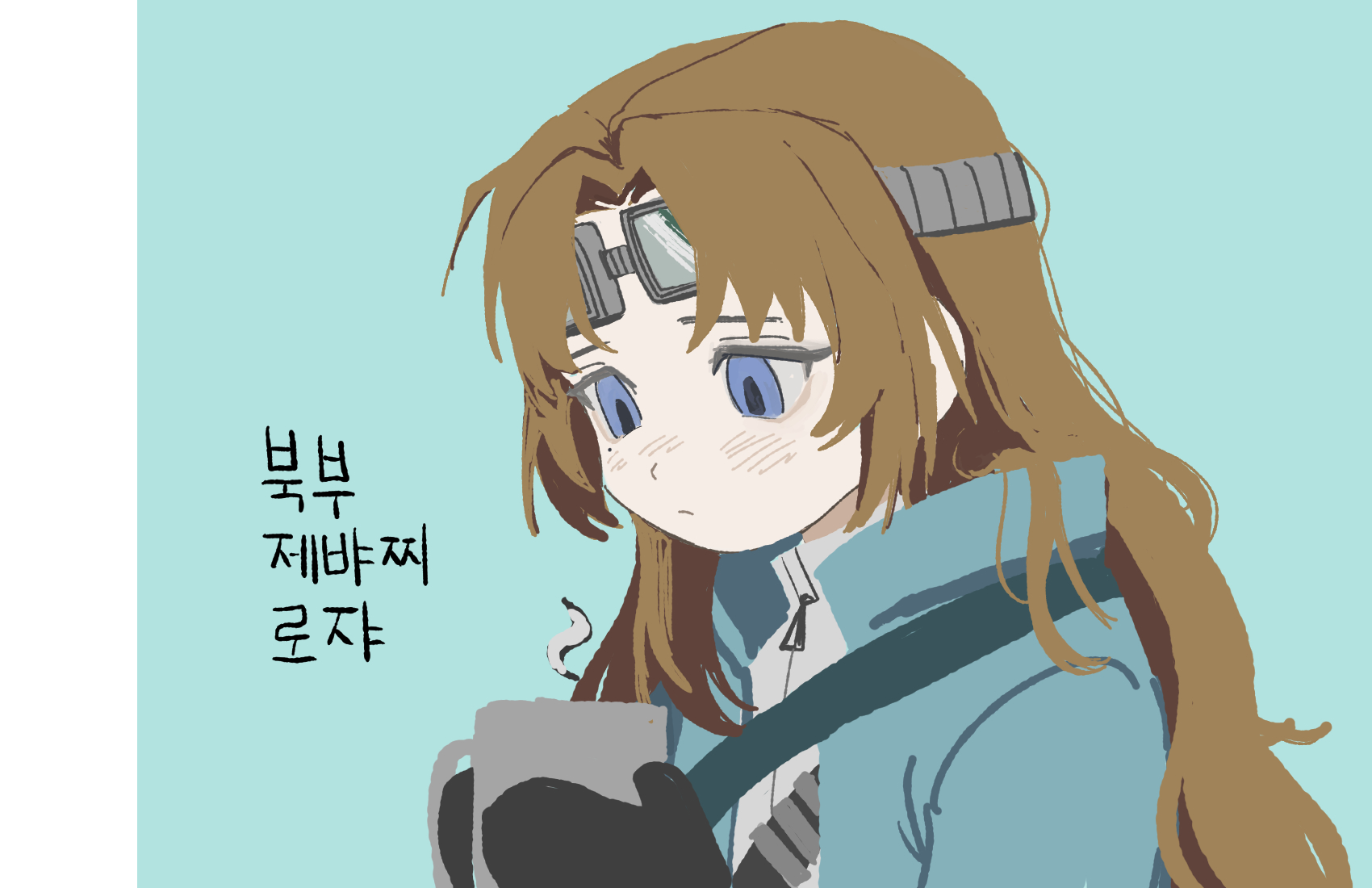 Safebooru - 1girl black gloves blue background blue coat blue eyes ...