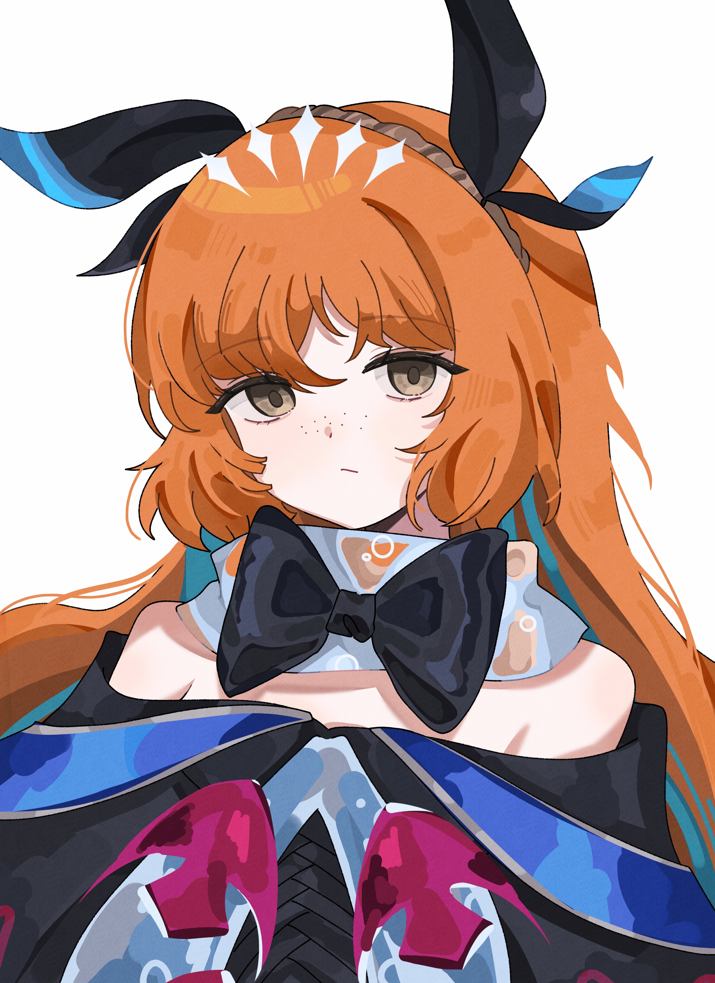 Safebooru - 1girl absurdres anji 0814 arknights black bow black bowtie black capelet black ...