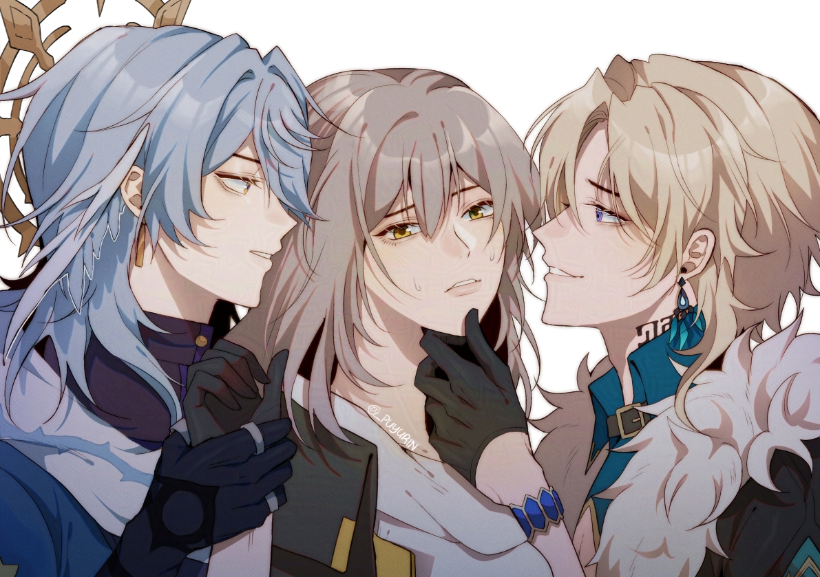 Safebooru - 1girl 2boys artist name aventurine (honkai: star rail ...