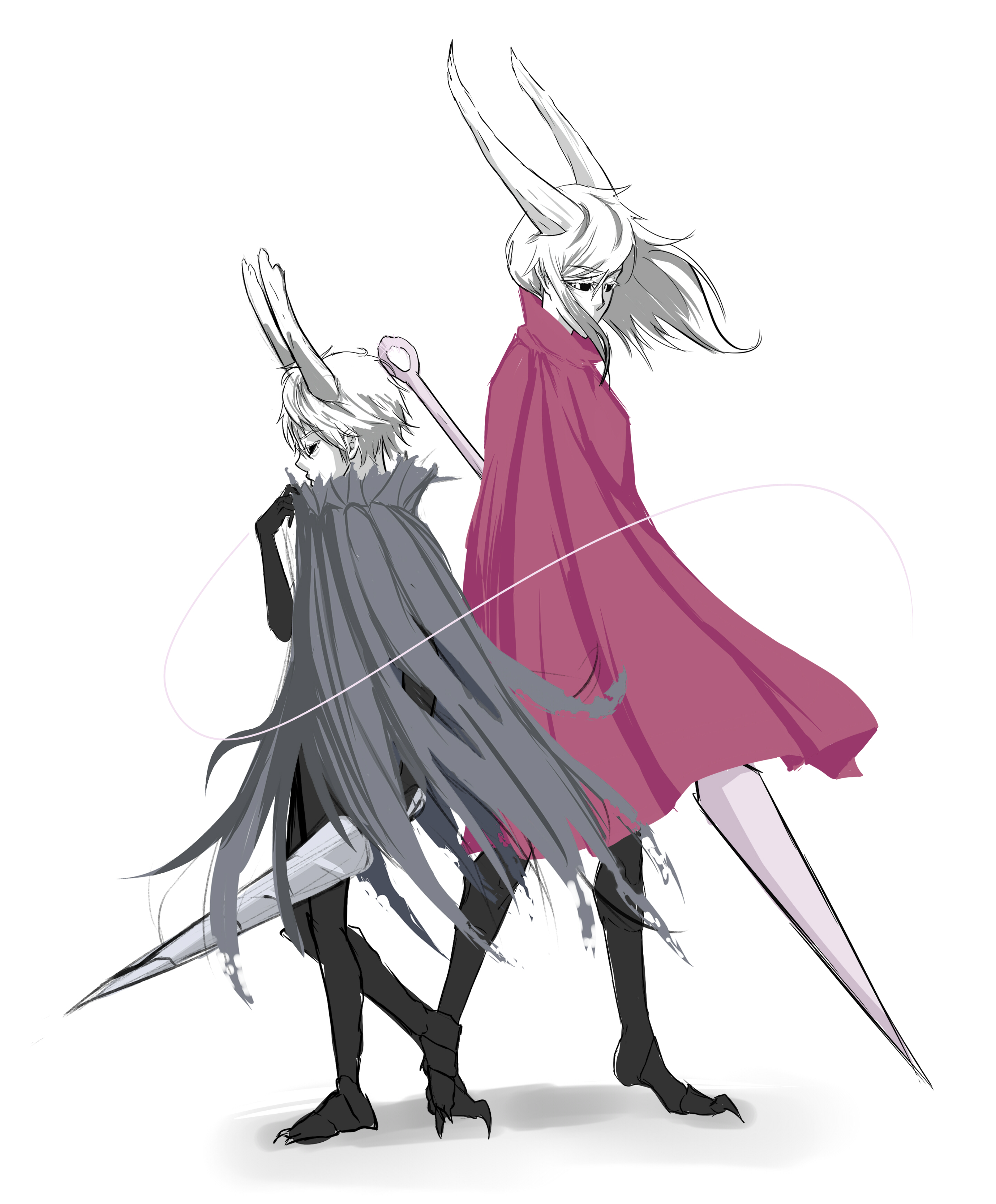 Safebooru - 1boy 1girl absurdres cloak full body height difference ...