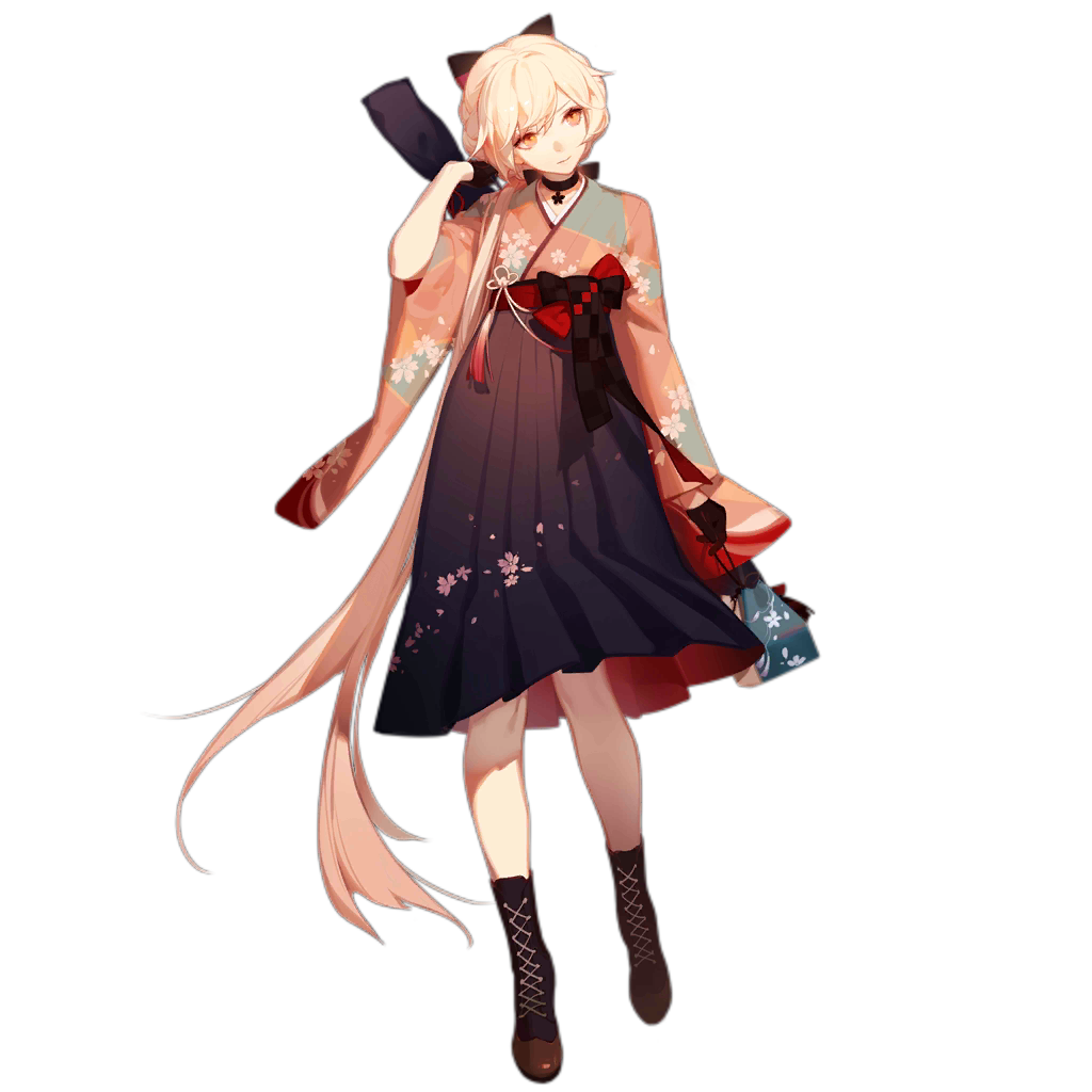 Safebooru - 1girl alternate costume arm up ask (askzy) black gloves blonde hair boots bow choker ...