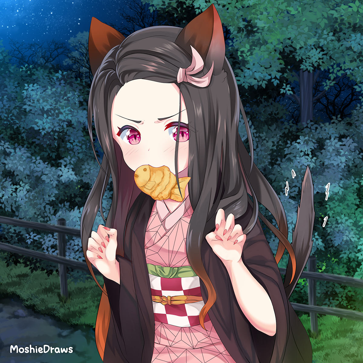 Safebooru - 1girl animal ears asa no ha (pattern) blush cat ears cat ...