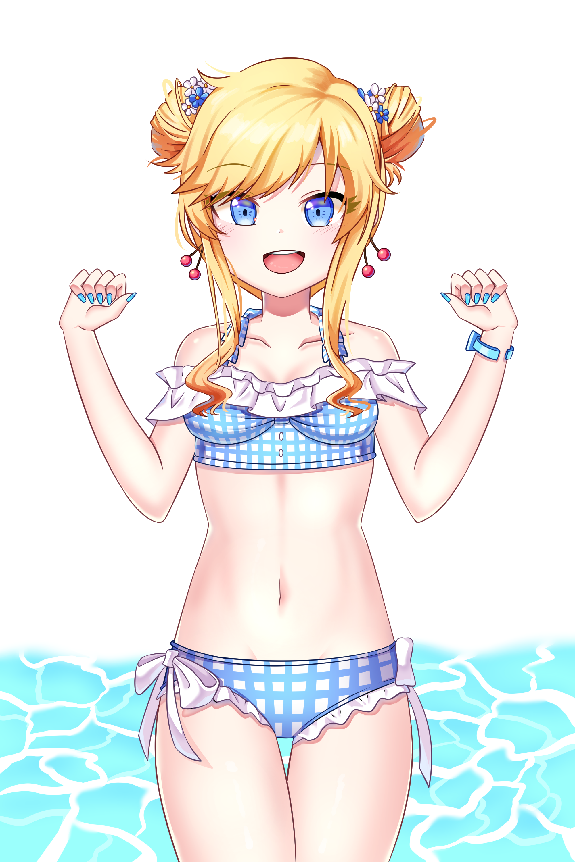Safebooru - 1girl absurdres bangs bare shoulders bikini blonde hair blue bikini blue eyes blue ...
