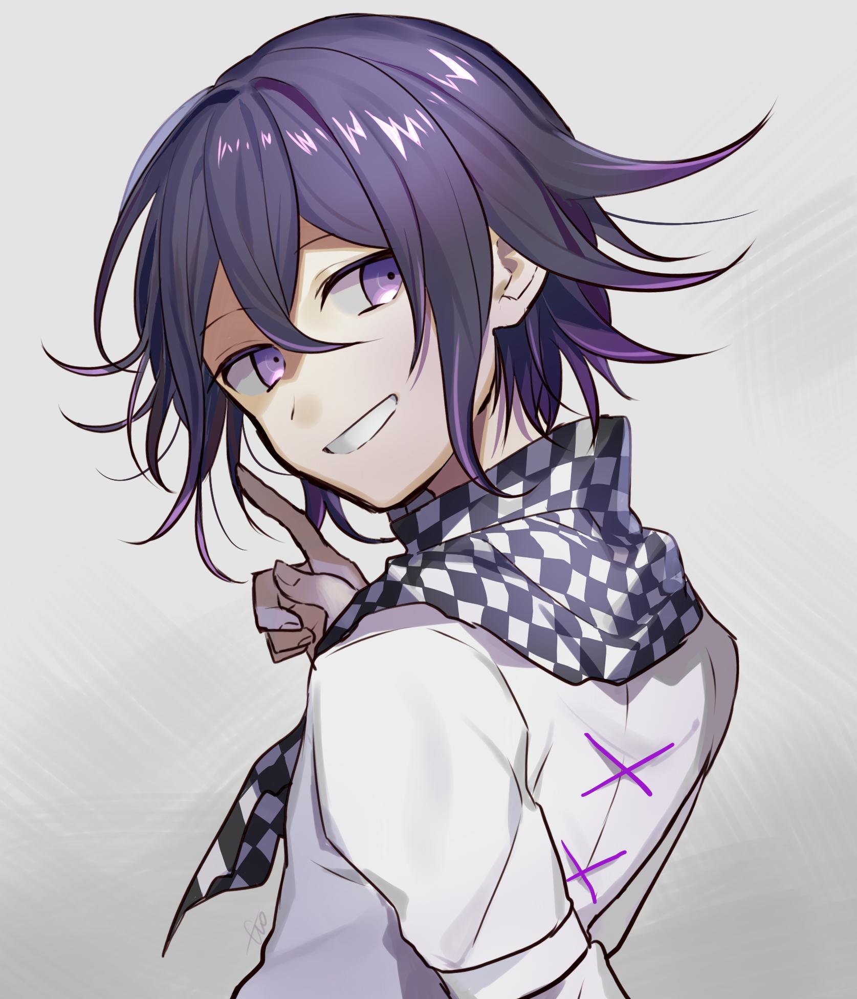 Safebooru - 1boy bangs checkered checkered scarf dangan ronpa eyebrows ...
