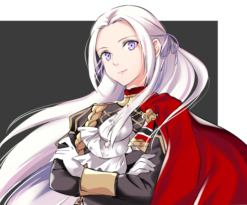 Safebooru - 1girl bangs black background cape crossed arms edelgard von ...