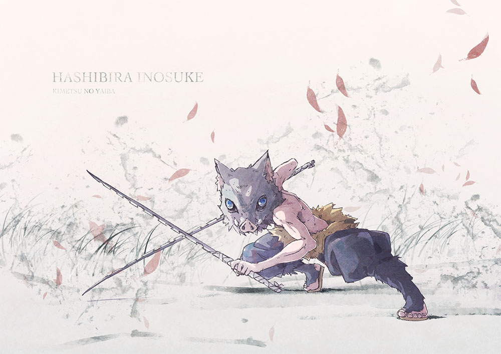 Safebooru - 1boy armor bit gag boar mask checkered obi chest dual ...