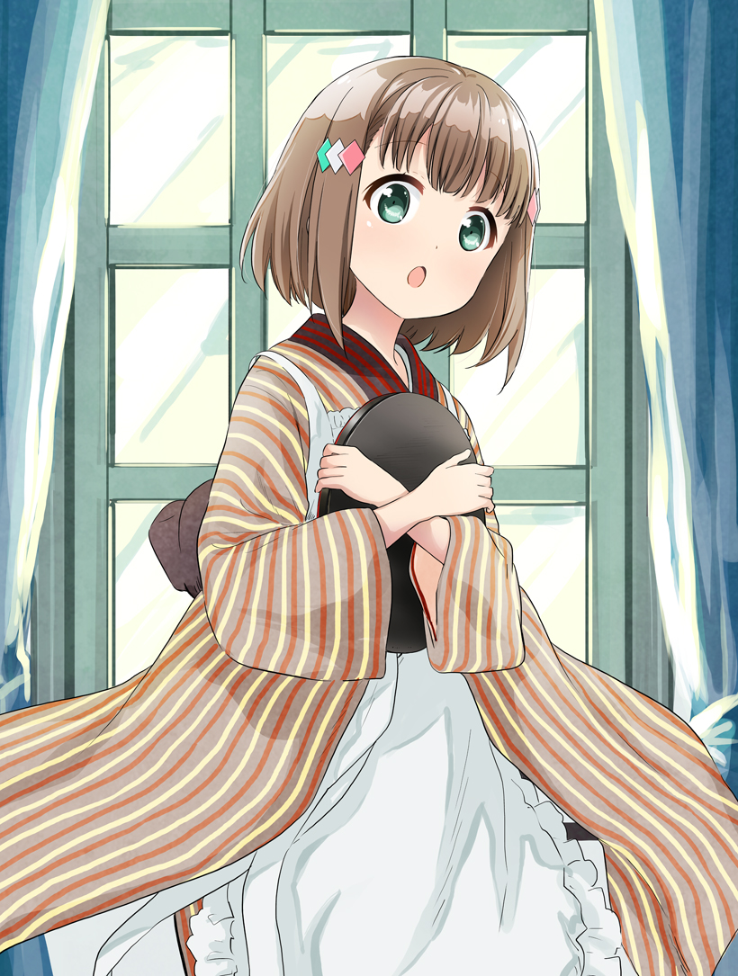 Safebooru 1girl O Abe Kanari Alternate Costume Apron Brown Hair 2506
