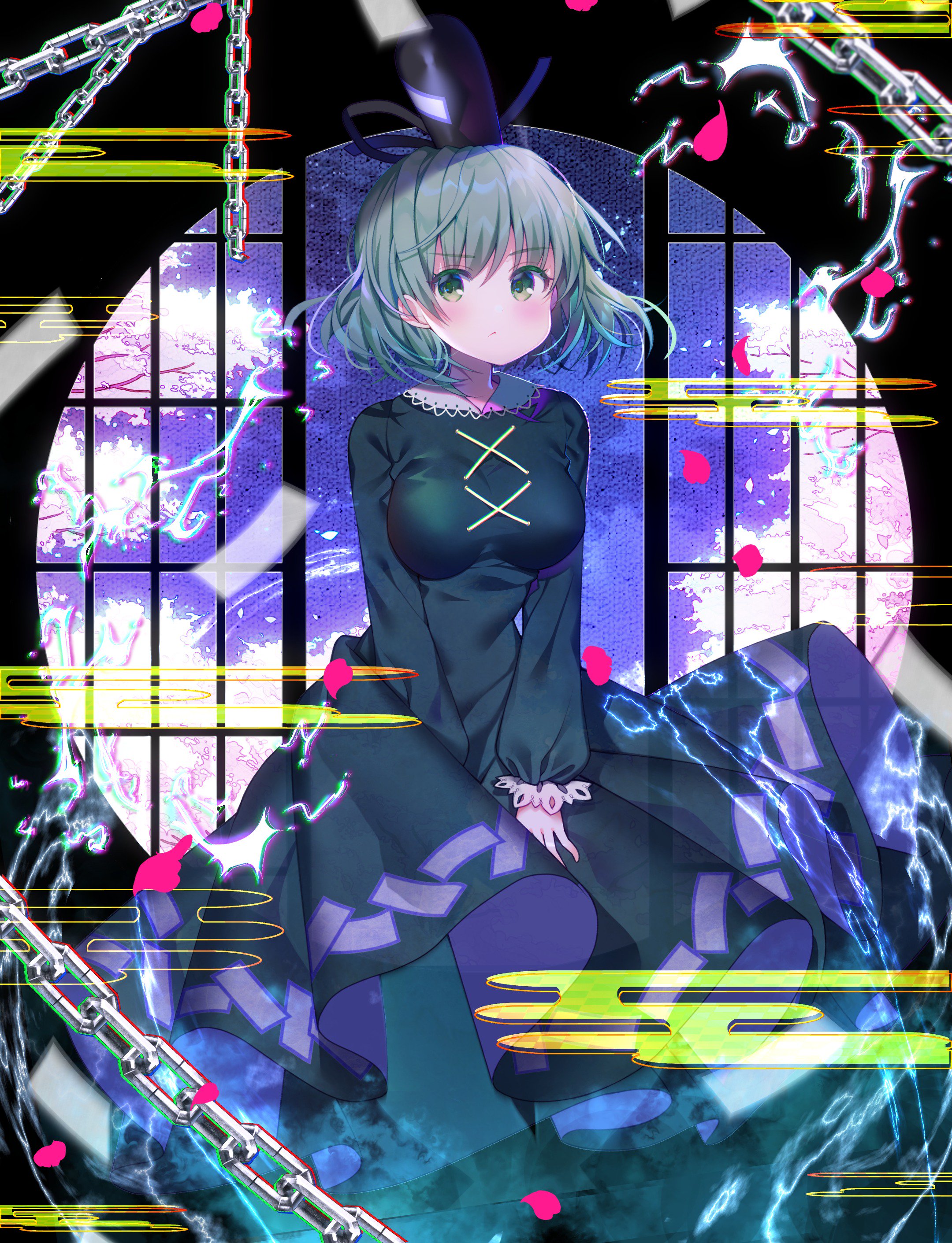 Safebooru 1girl Absurdres Bangs Black Headwear Blush Breasts Chain 1008