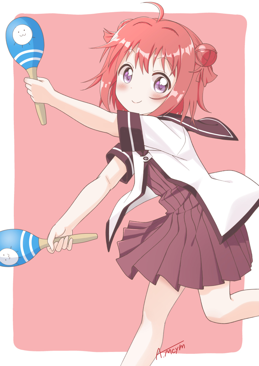 Safebooru 1girl Ahoge Akanemachiyama Akaza Akari Blush Border Closed 5062