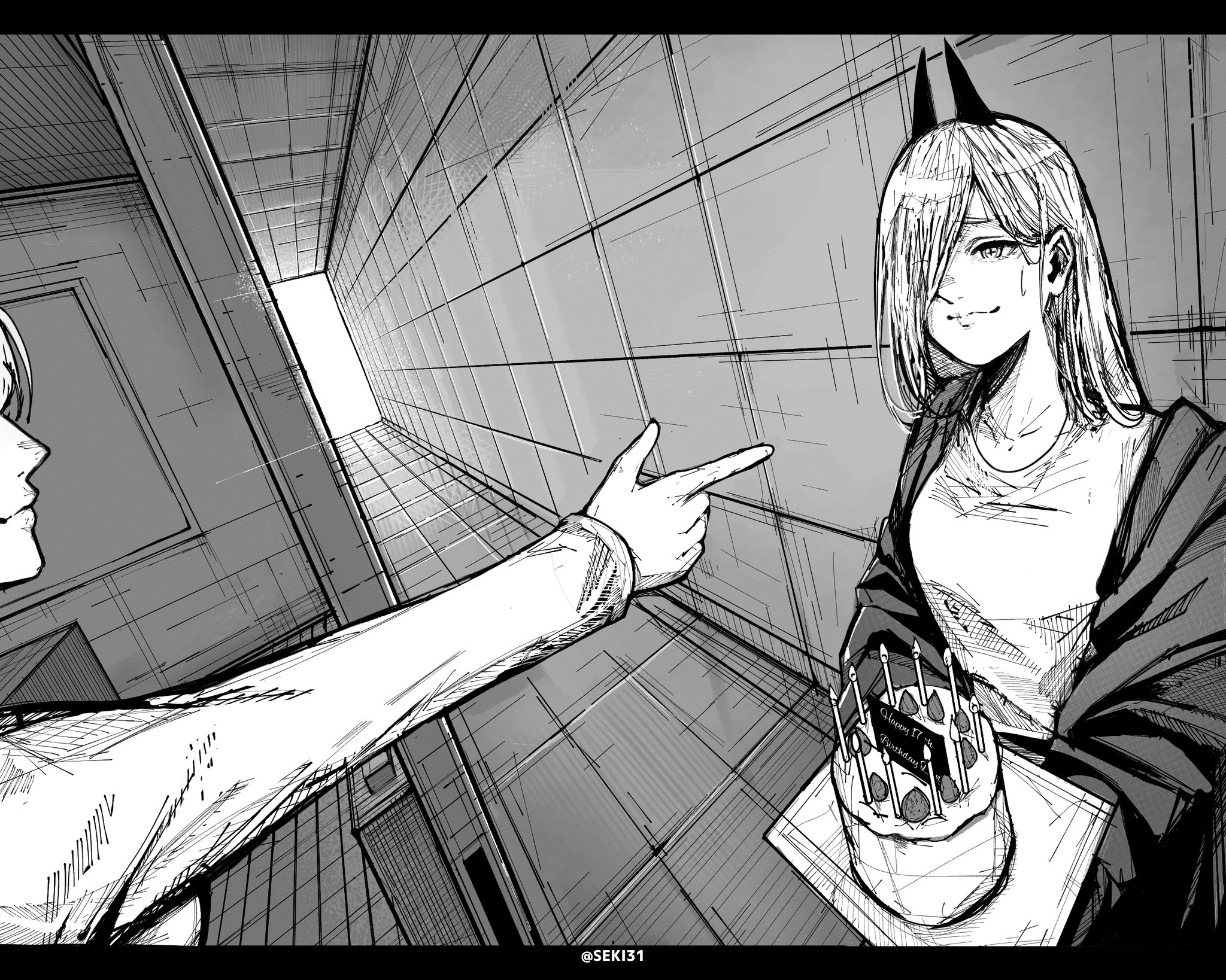 Safebooru - 2girls cake candle chainsaw man closed mouth commentary ...