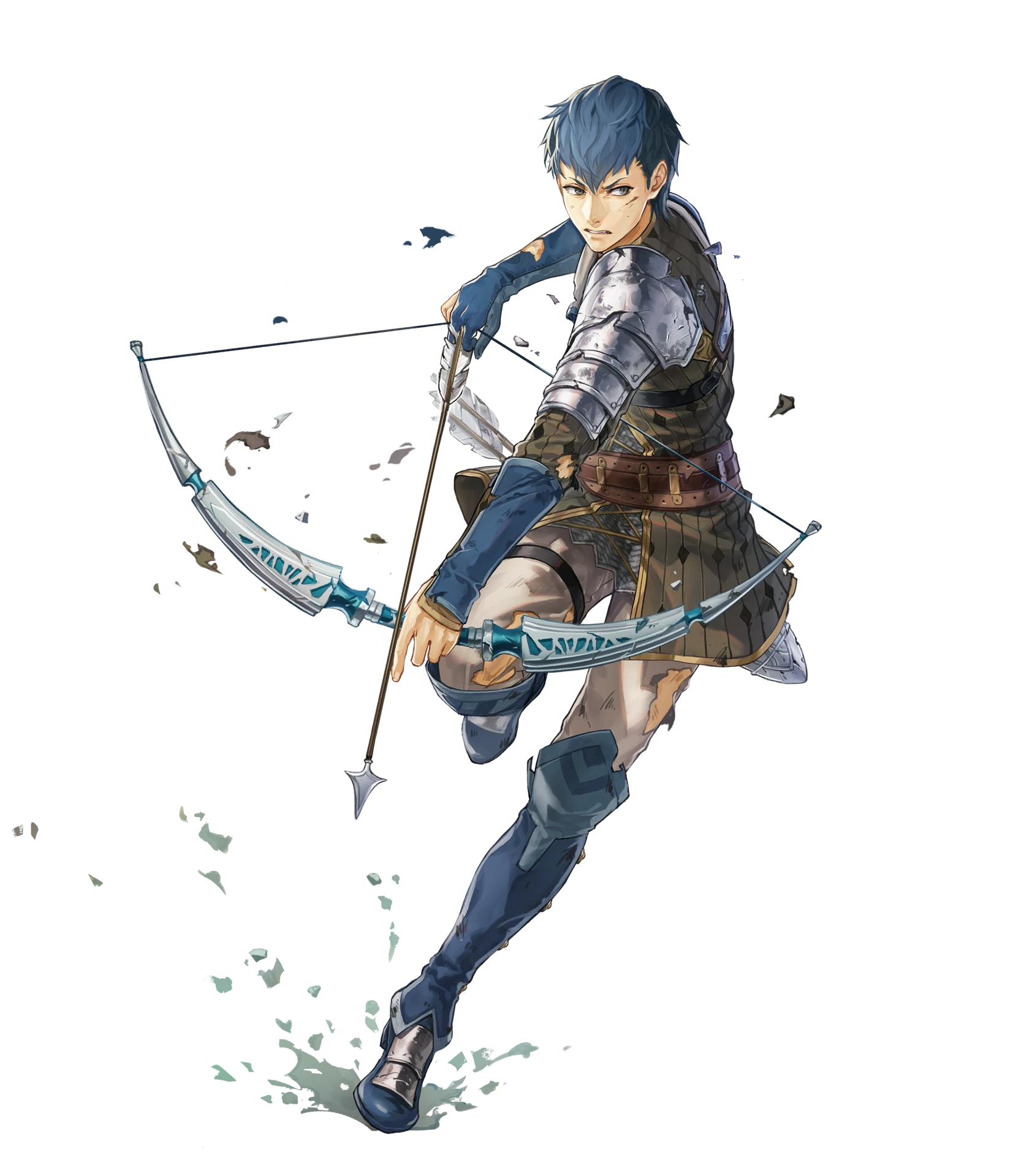 Safebooru - 1boy arrow belt blue hair boots bow (weapon) brown eyes ...