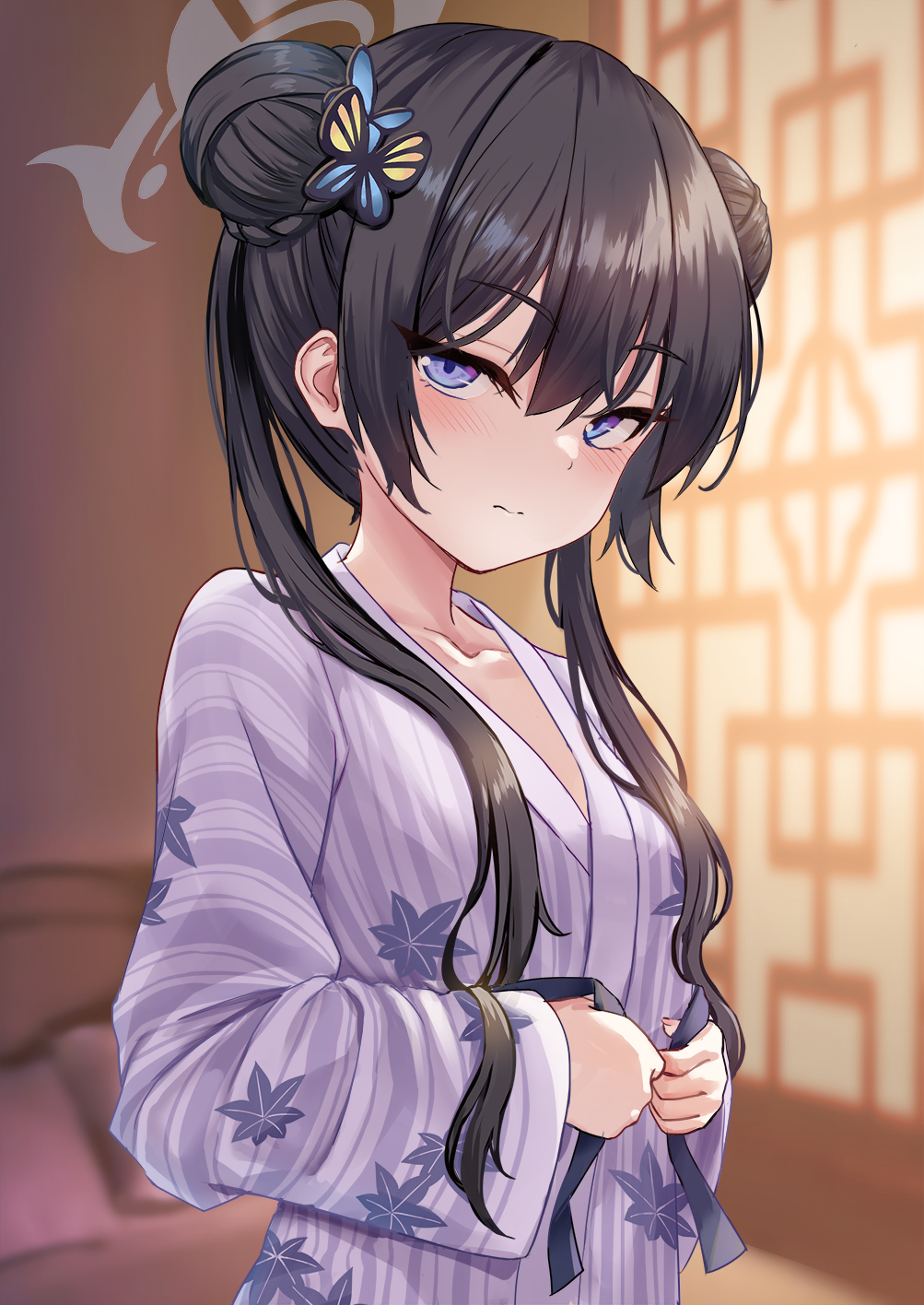 Safebooru - 1girl black hair blue archive blue eyes blush breasts chinese commentary closed ...