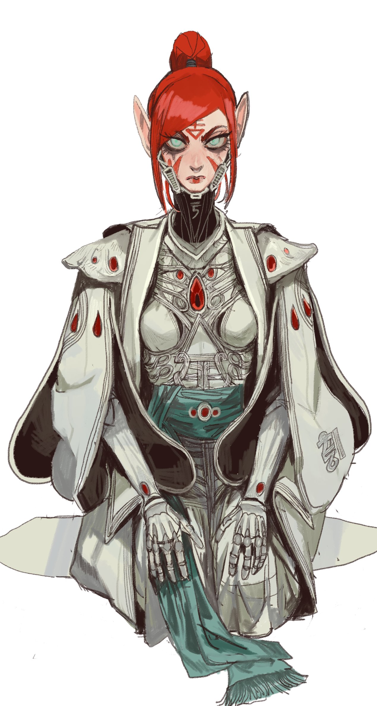 Safebooru - 1girl alien armor blue eyes capelet eldar eldar (symbol ...