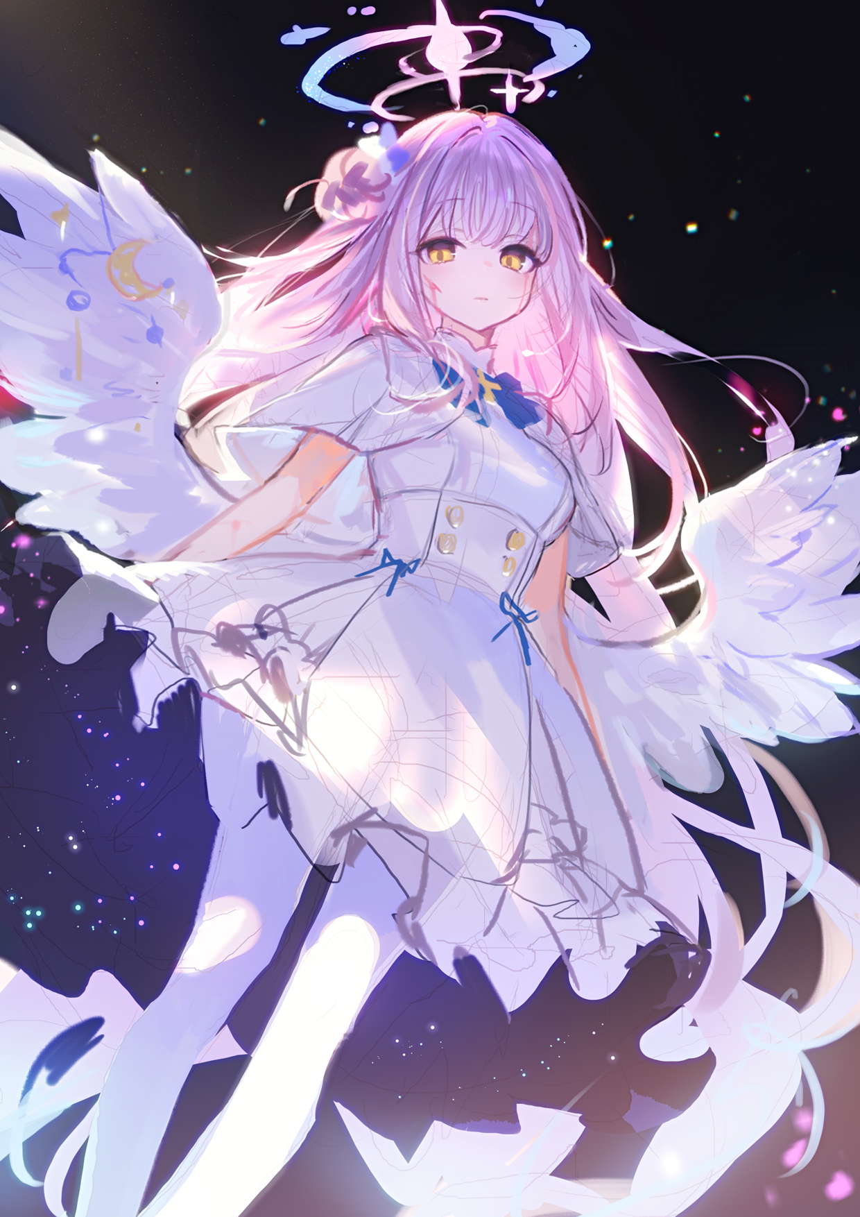 Safebooru - 1girl :| adelie cat angel wings blood blood on face blue archive blue halo blue ...