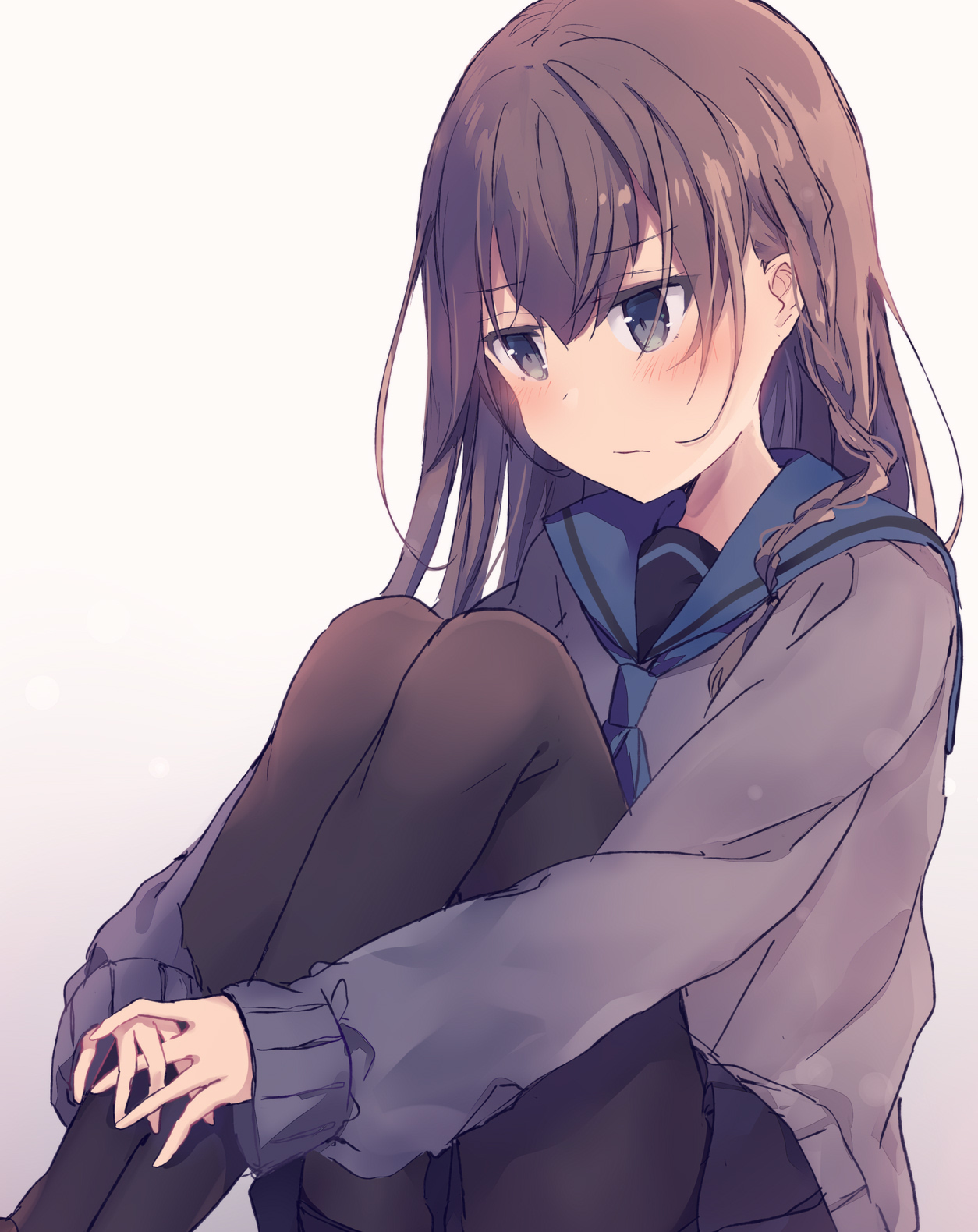 Safebooru - 1girl asanagi kurumi (panda-doufu) bangs black legwear black skirt blue neckwear ...