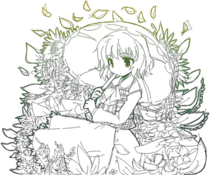 Safebooru - flower kazami yuuka parasol petals plaid vest short hair ...