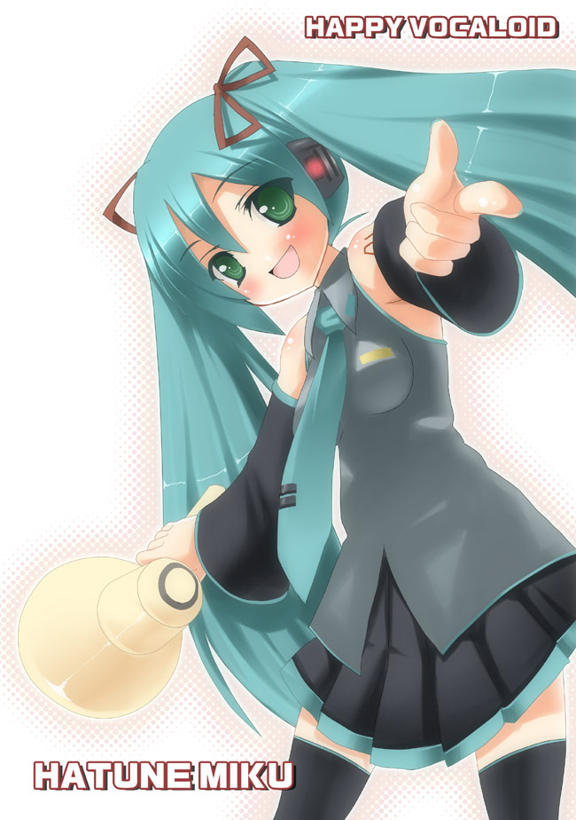Safebooru - detached sleeves finger gun green eyes hatsune miku long ...