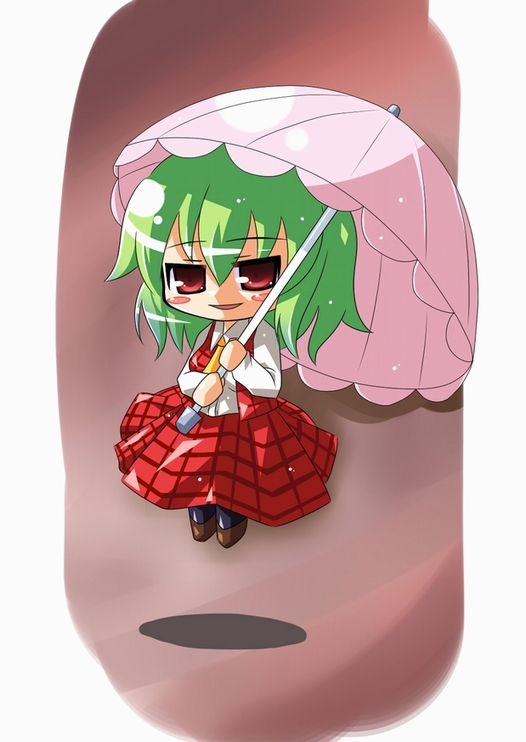 Safebooru - chibi kazami yuuka parasol plaid plaid skirt plaid vest ...